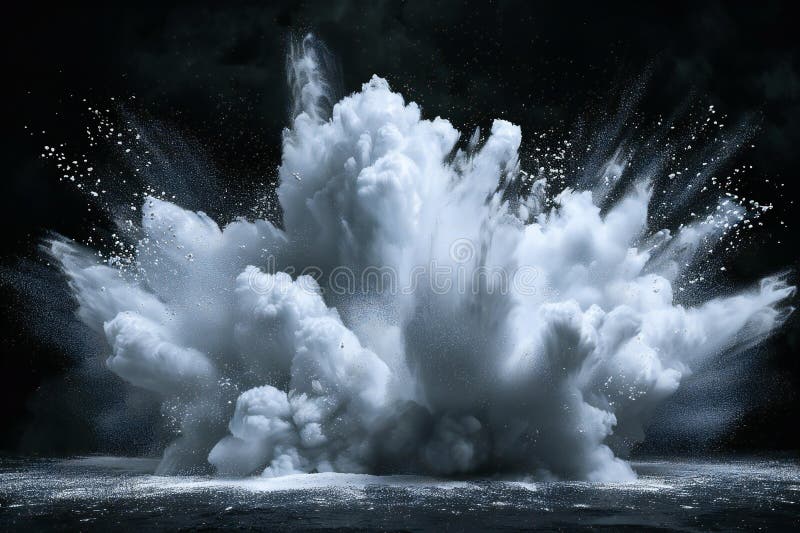 Abstract White Powder Wave Explosion on a Dark Background. High Speed ...