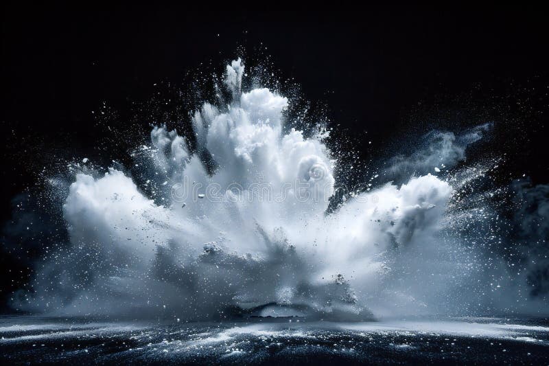 Abstract White Powder Wave Explosion on a Dark Background. High Speed ...