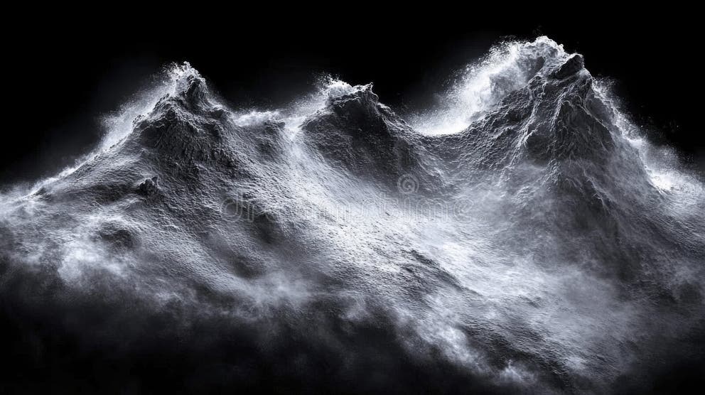 Abstract White Powder Wave Texture on Black Background Stock ...
