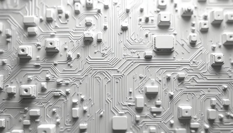 Abstract White Printed Circuit Board Texture. Complex Network of Lines ...