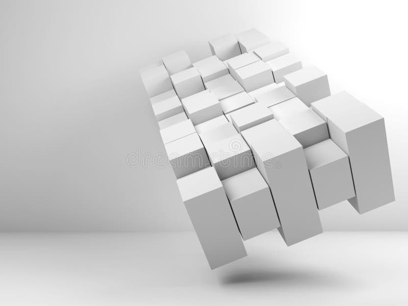 Abstract White Random Extruded 3d Boxes Stock Illustration ...