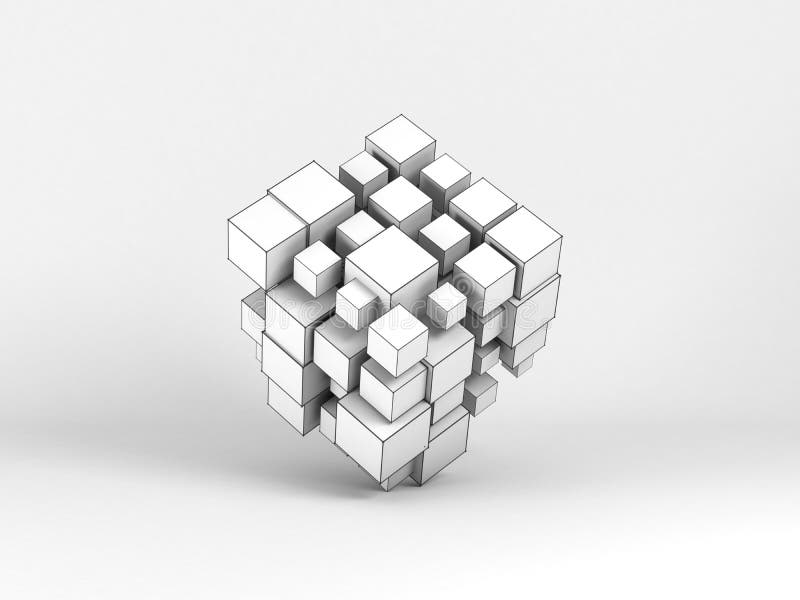 Abstract White Random Sized Cubes Array 3 D Stock Illustration ...
