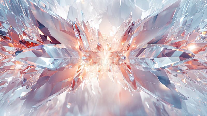 Abstract White and Red Crystal Explosion with Bright Light Center Stock ...