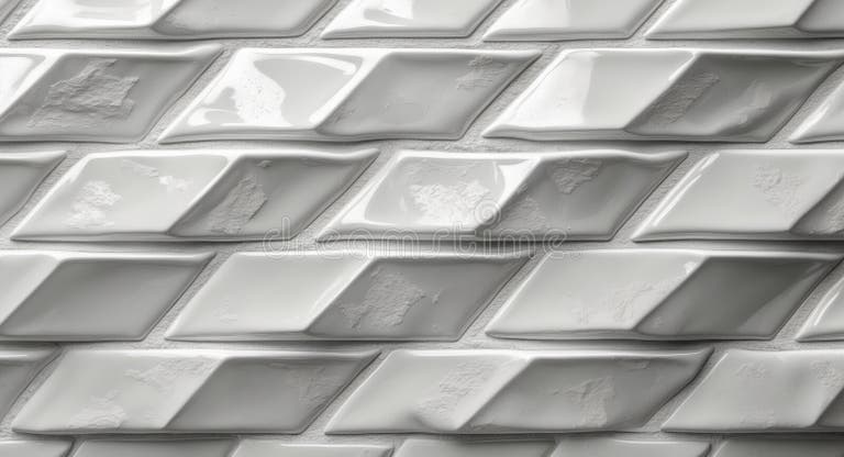 Abstract White Rhomboid Tile Pattern with Subtle Texture and Glossy ...