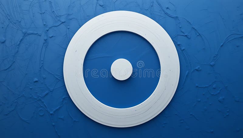 Abstract White Ring and Circle Design on Textured Blue Background Stock ...