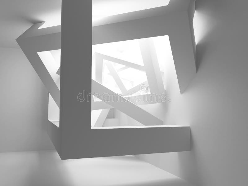 Abstract White Room 3d Interior with Cubes Stock Illustration ...