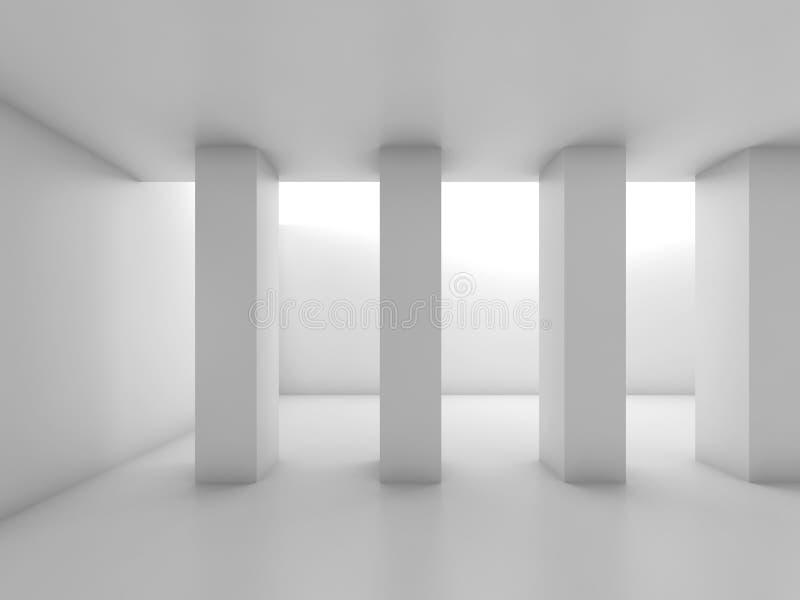 Abstract White Room with Columns, Blank 3 D Stock Illustration ...