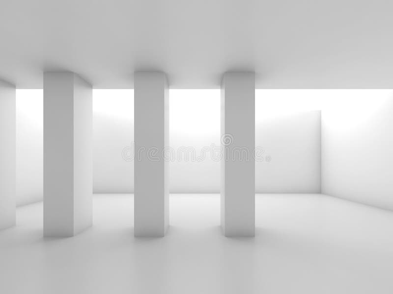 Abstract White Room with Columns, Blank Interior Stock Illustration ...