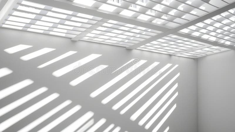 Abstract White Room Sunlight Stripes Minimalist Modern Design Interior ...