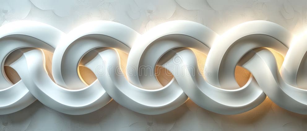 Abstract White, Sculpted, Interlocked Shapes Stock Illustration ...