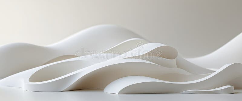 Abstract White Sculpted Wavy Landscape Design Stock Image - Image of ...