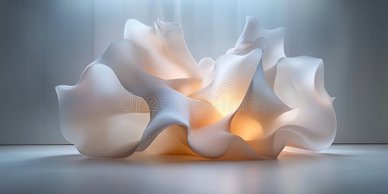 Abstract White Sculptural Form Illuminated Interior Design Modern Art ...