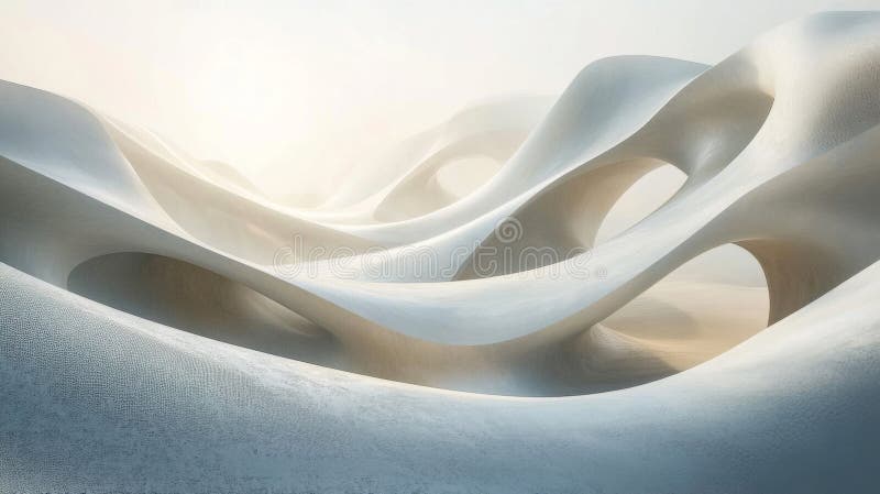 Abstract White Sculptural Landscape with Arches and Curved Shapes Stock ...