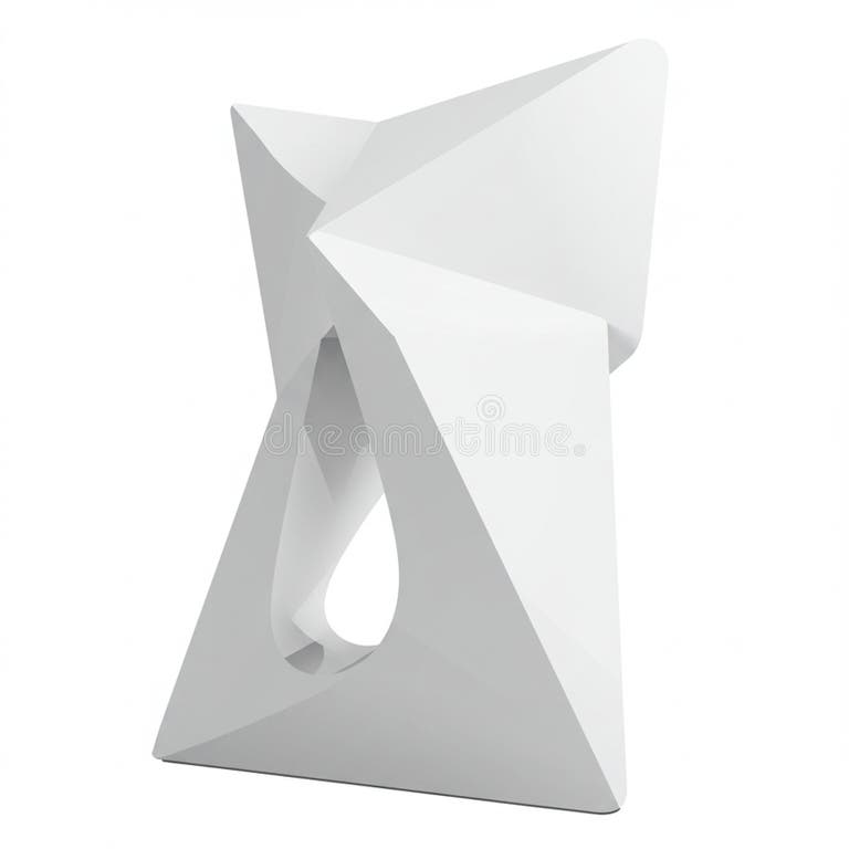 Abstract White Sculpture with Angular, Geometric Shapes and Clean Lines ...