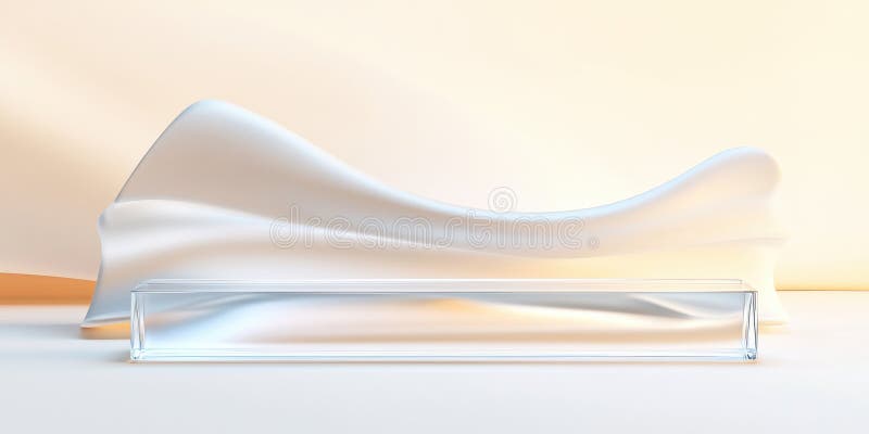 Abstract White Sculpture with Glass Base in Minimalistic Setting Stock ...