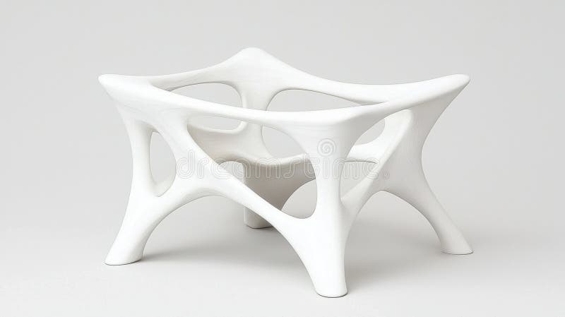 Abstract White Sculpture with Organic, Flowing Lines and a Central Void ...