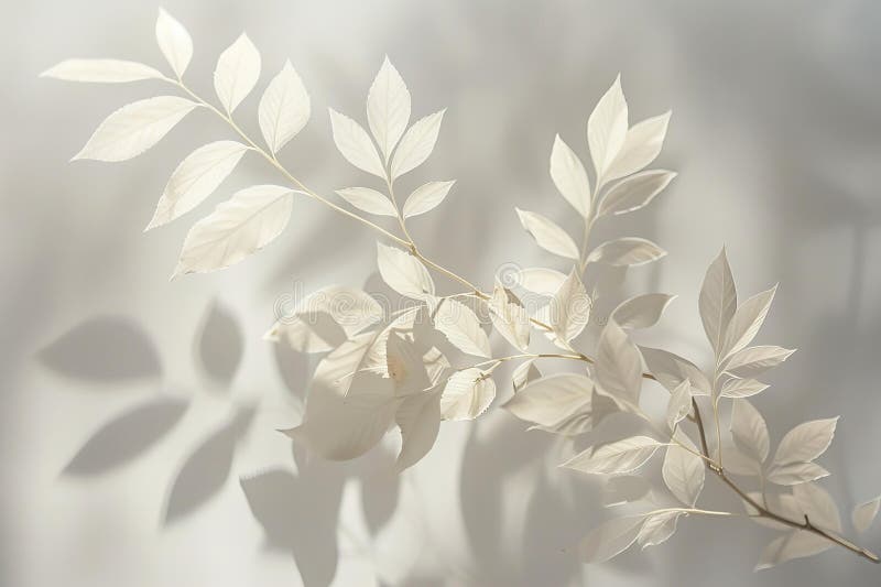 Abstract White Shadows of Tree Leaves on a Light Grey Background, Soft ...