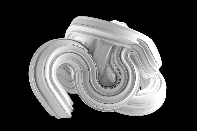 Abstract White Shape on a Black Background. 3d Illustration, 3d ...