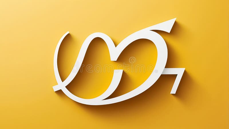 Abstract White Shape Casting Shadow on Yellow Background Stock ...