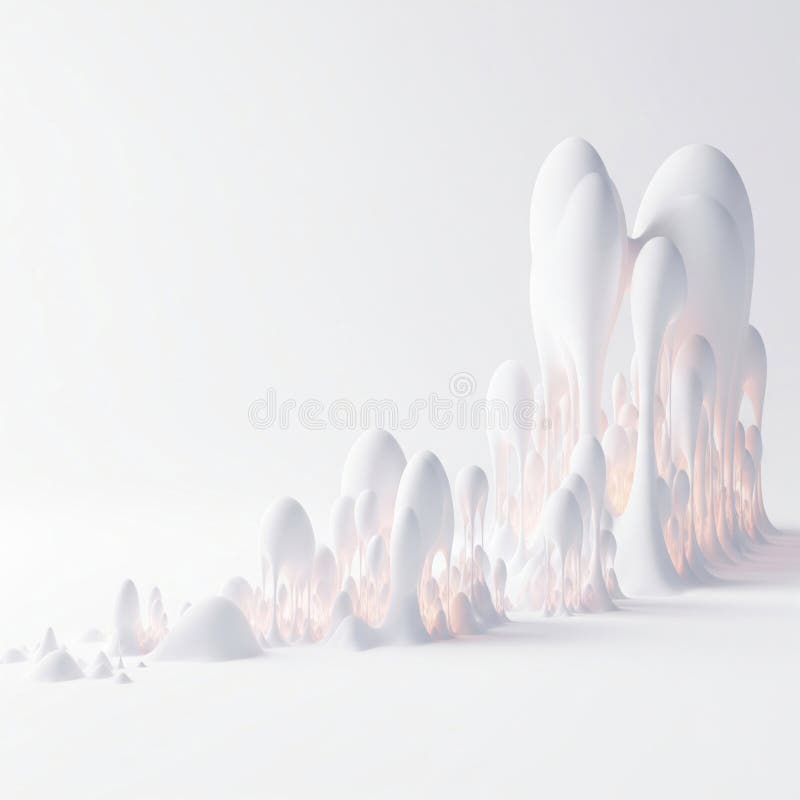 Abstract White Shapes with Pink Light Inside. Space for Text. Stock ...
