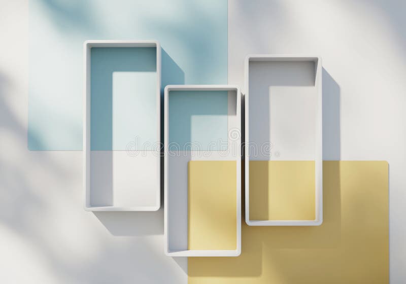 Abstract White Shelf Podium Showcase for Product Display 3d Rendering ...
