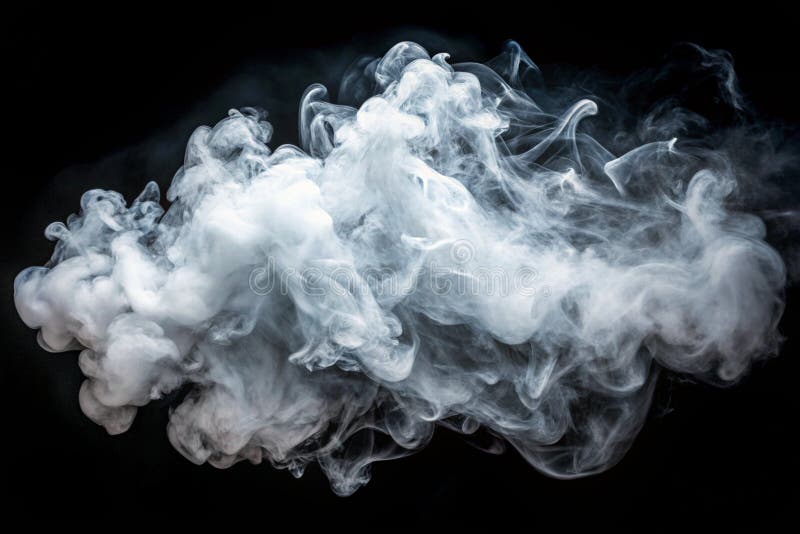 Abstract White Smoke on Black Background for Design Effects Stock ...