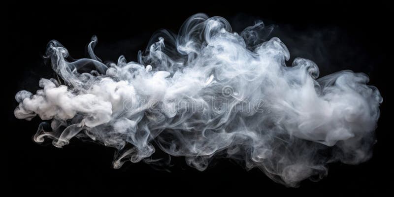 Abstract White Smoke on Black Background for Design Effects Stock ...