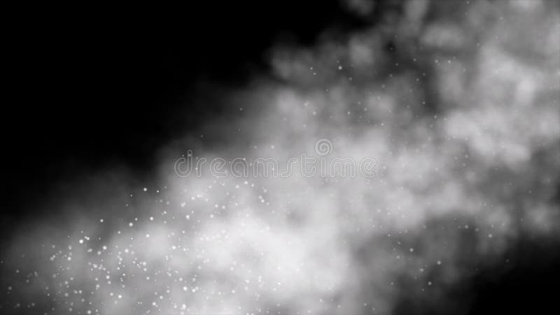 Abstract White Smoke on Loop with Particles on Black Background Stock ...