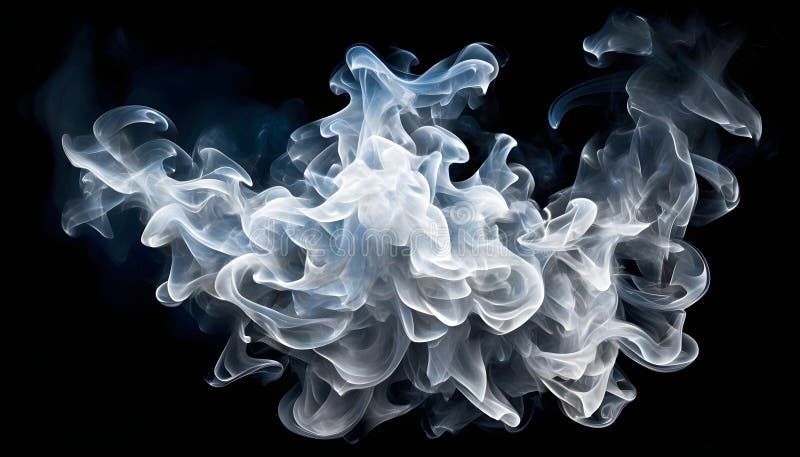 Abstract White Smoke Swirling Across a Black Background for Design ...