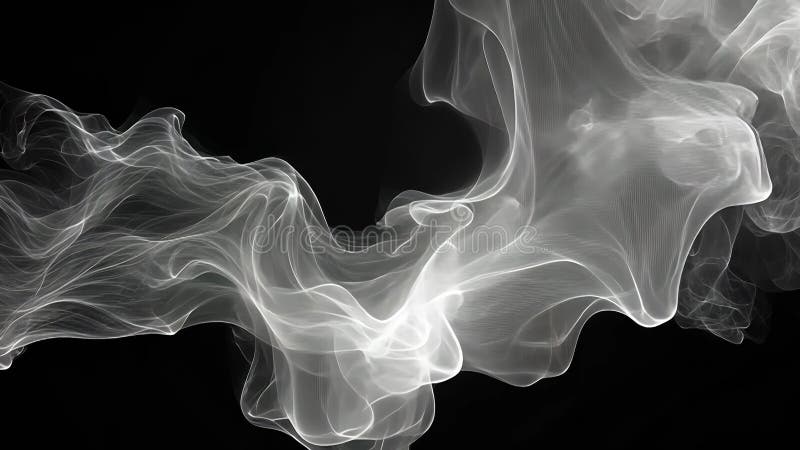 Abstract White Smoke Wave on Black Background: Dynamic Flow of Light ...