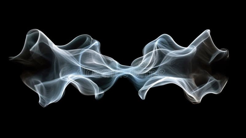 Abstract White Smoke Waves on Black Background Stock Illustration ...