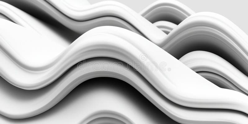 Abstract Minimalist Line Art Smooth Curved Waves White Background Stock ...