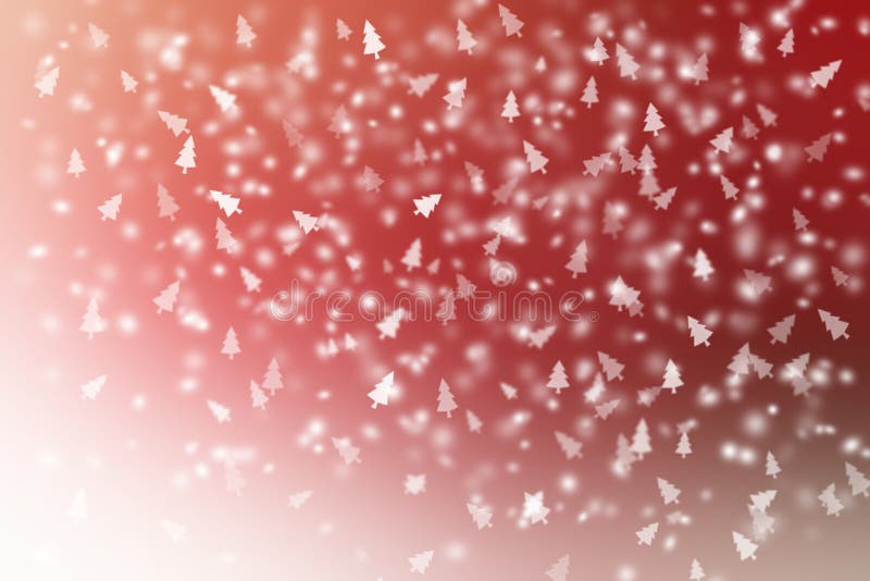 Abstract White Snow and Christmas Tree on Red Background. Stock ...