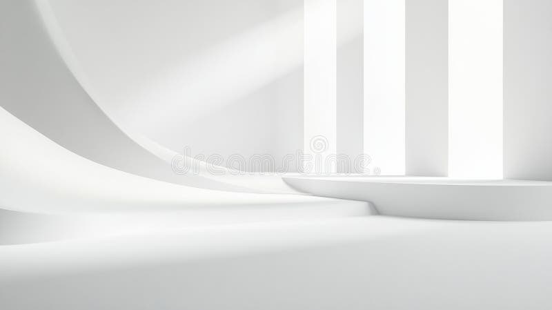 Abstract White Space Architectural Forms with Columns and Elegant ...