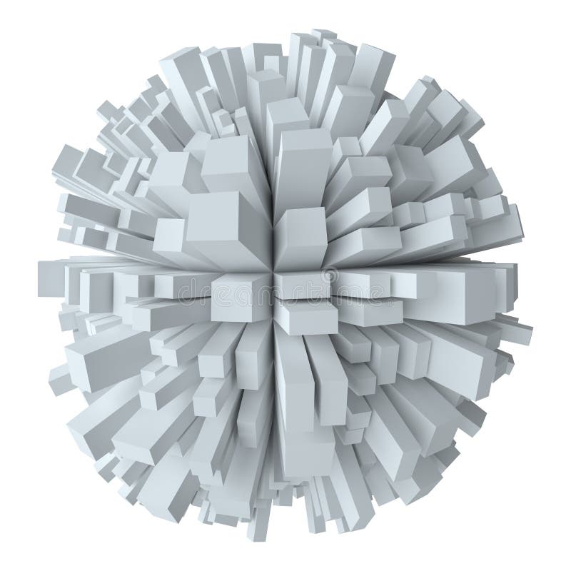 Abstract White Sphere with Cubes Stock Illustration - Illustration of ...