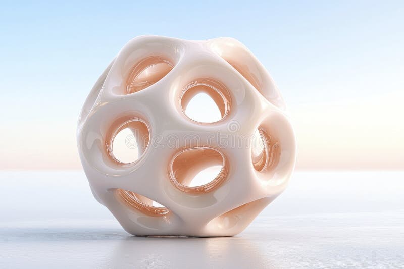 Abstract White Sphere with Peach Interior Holes 3D Render Stock ...