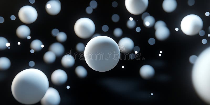 Abstract White Spheres Floating in Dark Space Background Image Stock ...
