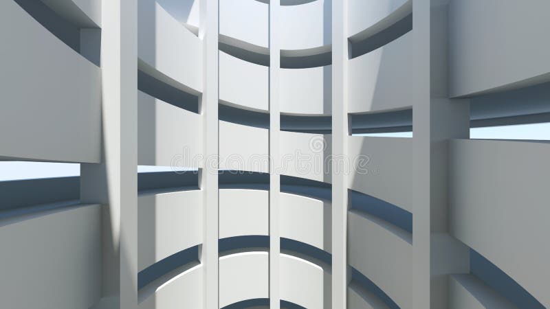 Abstract White Spiral Ramp Interior. Multi Level 3 D Stock Illustration ...