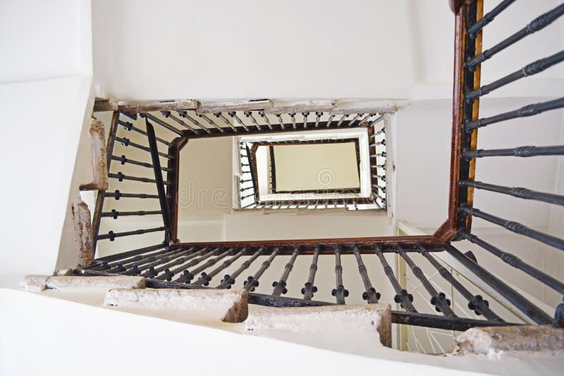 Abstract White Spiral Staircase View from Bottom. Stock Image - Image ...