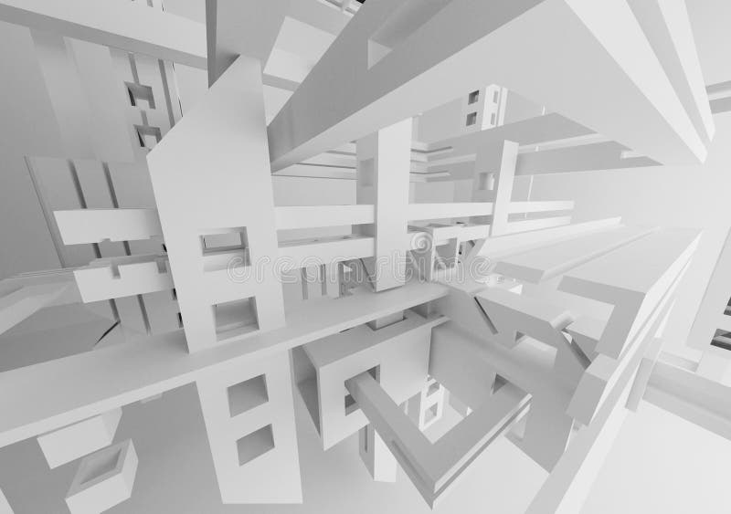 Abstract White Square Build Architecture Scene Stock Illustration ...