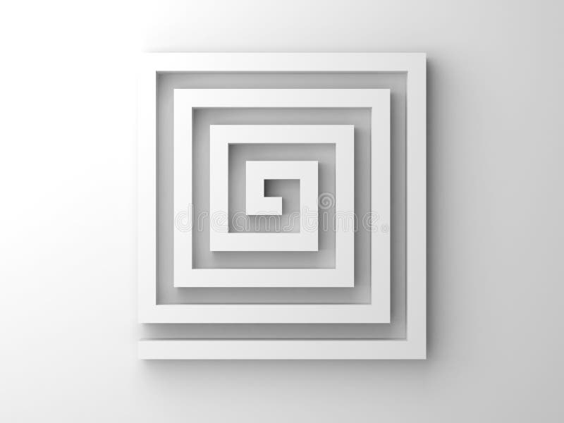 Abstract White 3d Square Spiral Maze Object Stock Illustration ...
