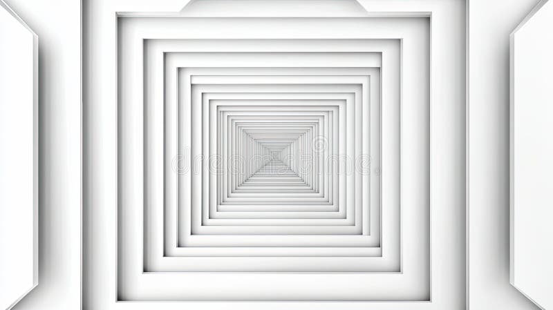 Abstract White Square Tunnel Stock Illustration - Illustration of ...