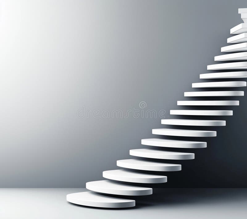 Abstract White Stairs on Minimalist Background with Ample Copy Space ...