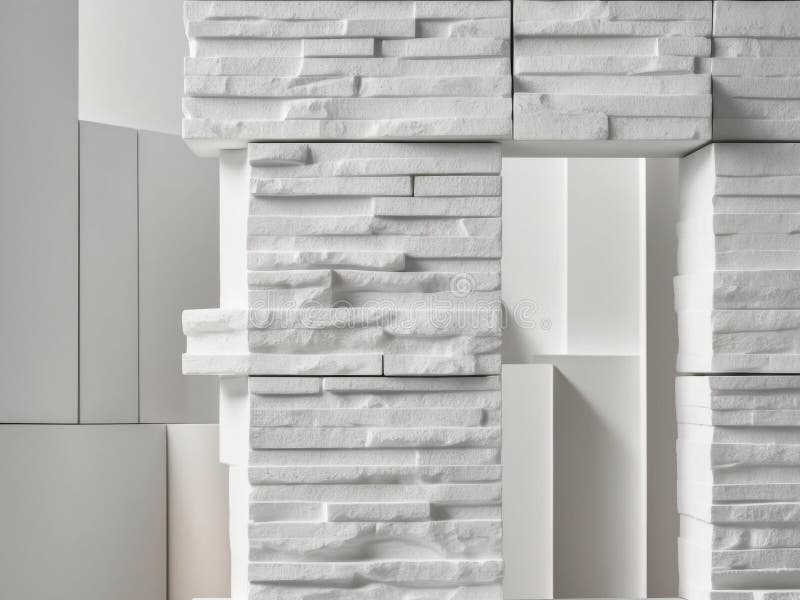 Abstract White Stone Wall Texture Modern Geometric Blocks Background ...