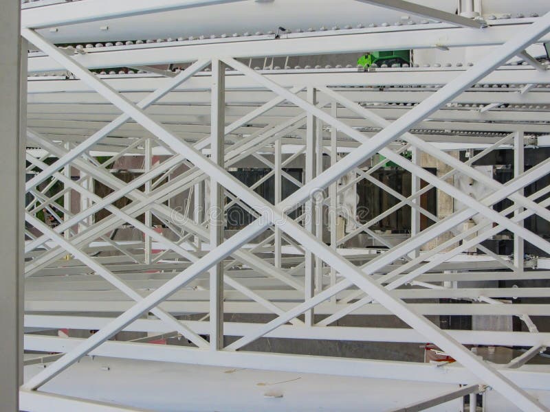 Abstract White Structure. Stack of Heavy Metal Reinforcement Bar Stock ...