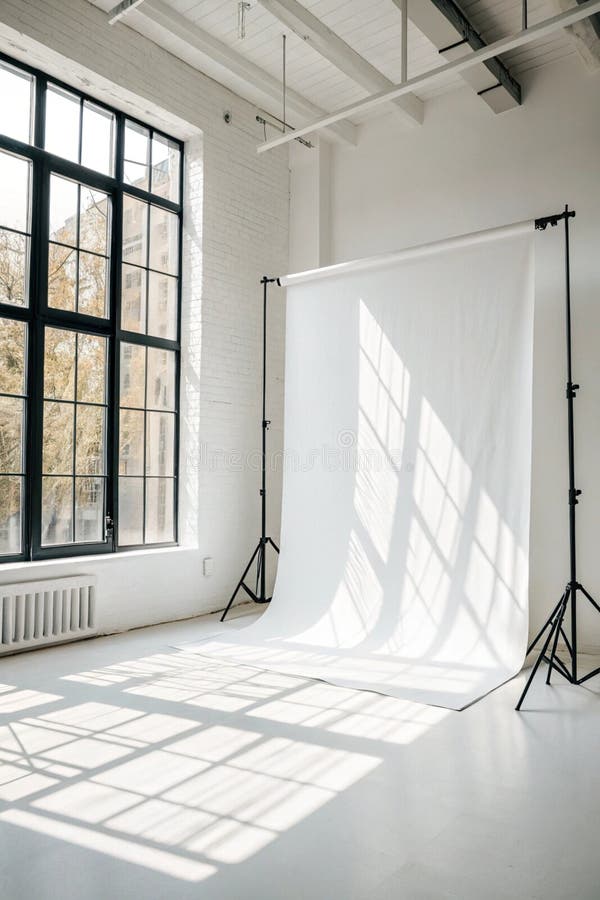 Abstract White Studio Background with Window Shadows Stock Illustration ...