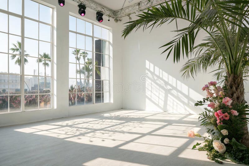 Abstract White Studio Background with Window Shadows Stock Photo ...