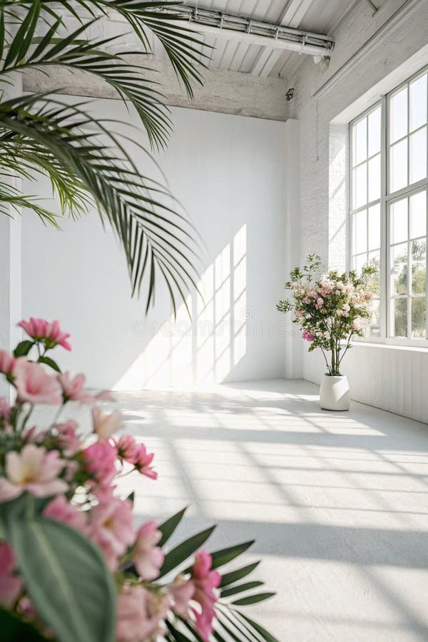 Abstract White Studio Background with Window Shadows Stock Image ...