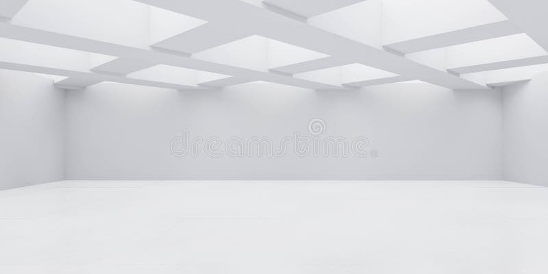Abstract White Studio Building Interior with Open Ceiling 3d Render ...
