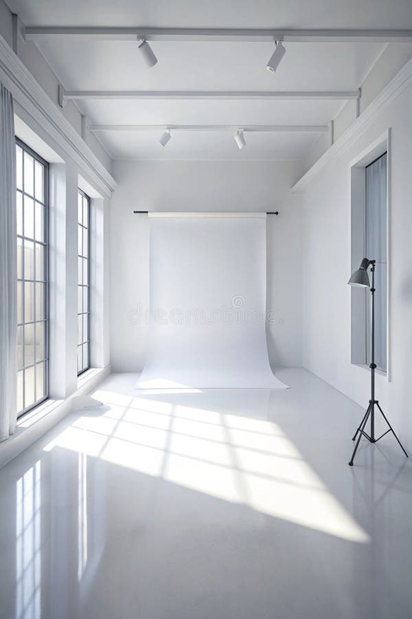Abstract White Studio Room with Light and Shadow Background Stock ...